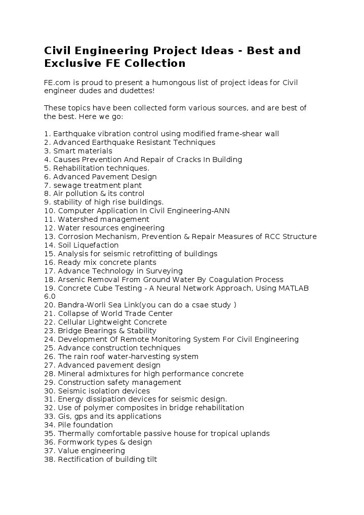 Civil Engineering Project Ideas - Best and Exclusive FE Collection ...
