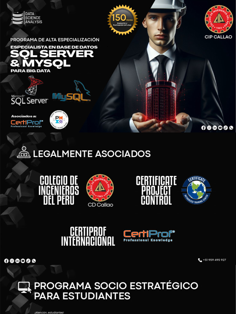 Brochure Especialista en Base de Datos SQL Server & MySQL para Big Data | PDF | Big Data | Bases ...