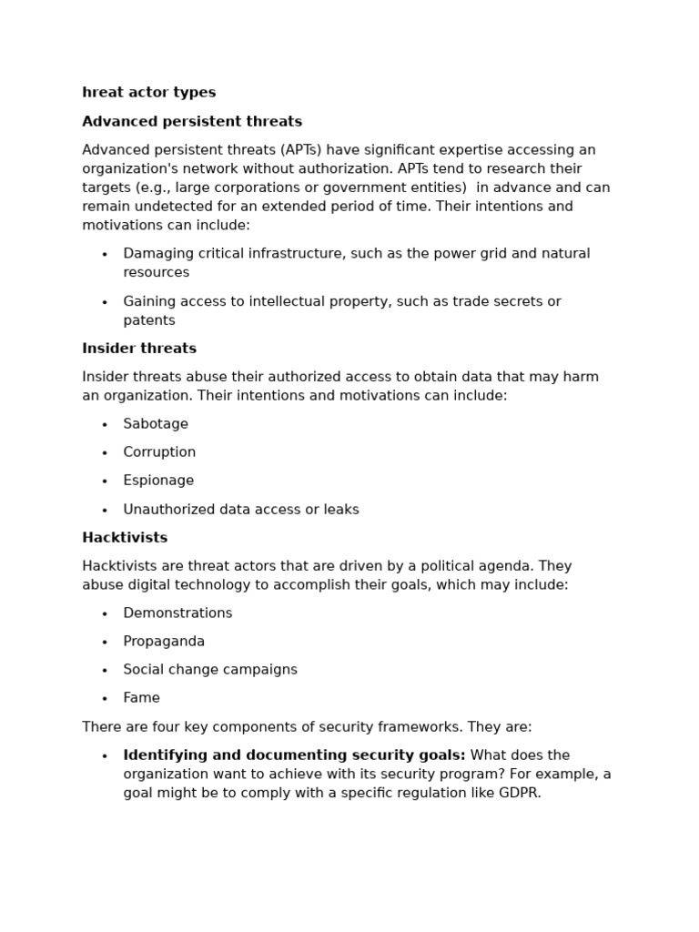 Threat Actor Types | PDF | Information Security | Computer Security