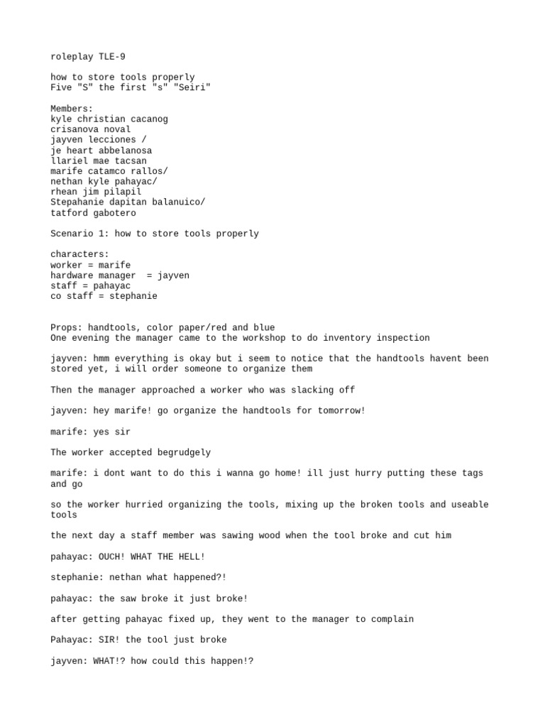 roleplay TLE-9 | PDF