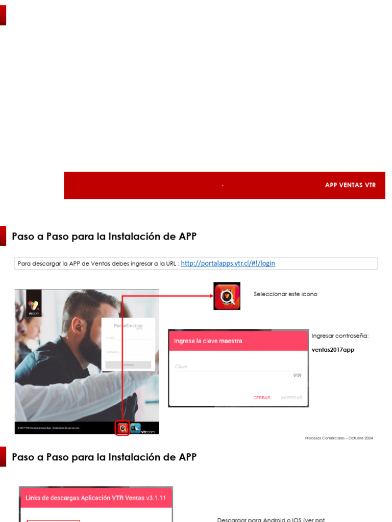 Intructivo Descarga APP Ventas VTR | PDF