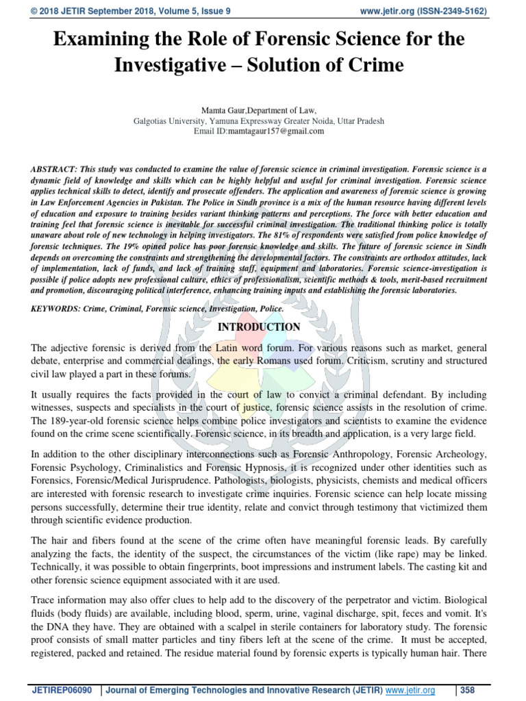 Examining The Role of Forensic Science F | PDF | Forensic Science ...