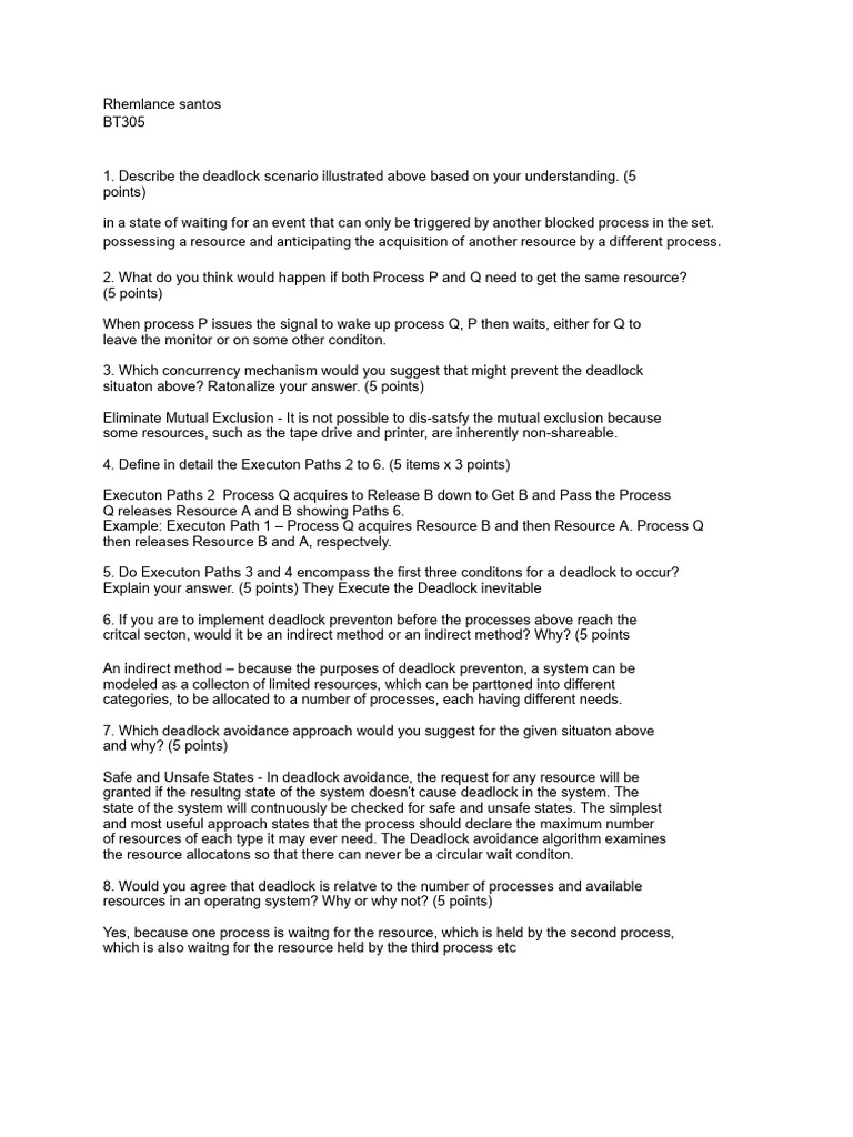 Task Performance Concurrency and Deadlocks | PDF | Concurrency (Computer Science) | Computing