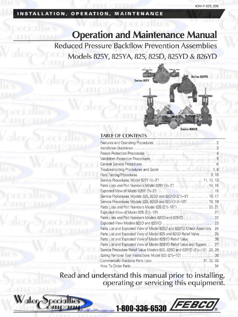 Febco 825 Maintenance Manual | PDF