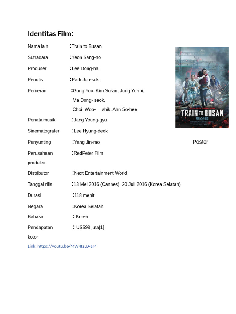 Durasi dan Rilis Film Train to Busan | PDF | Fiksi Umum