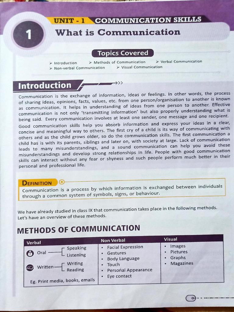 IT Unit 1 Communication Skills Notes | PDF | Communication | Nonverbal ...