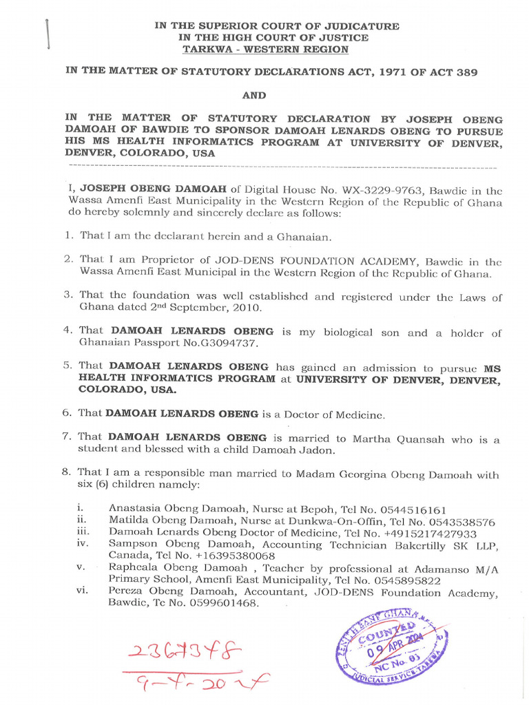 Sponsor - Joseph Obeng Damoah | PDF | Debits And Credits | Cheque