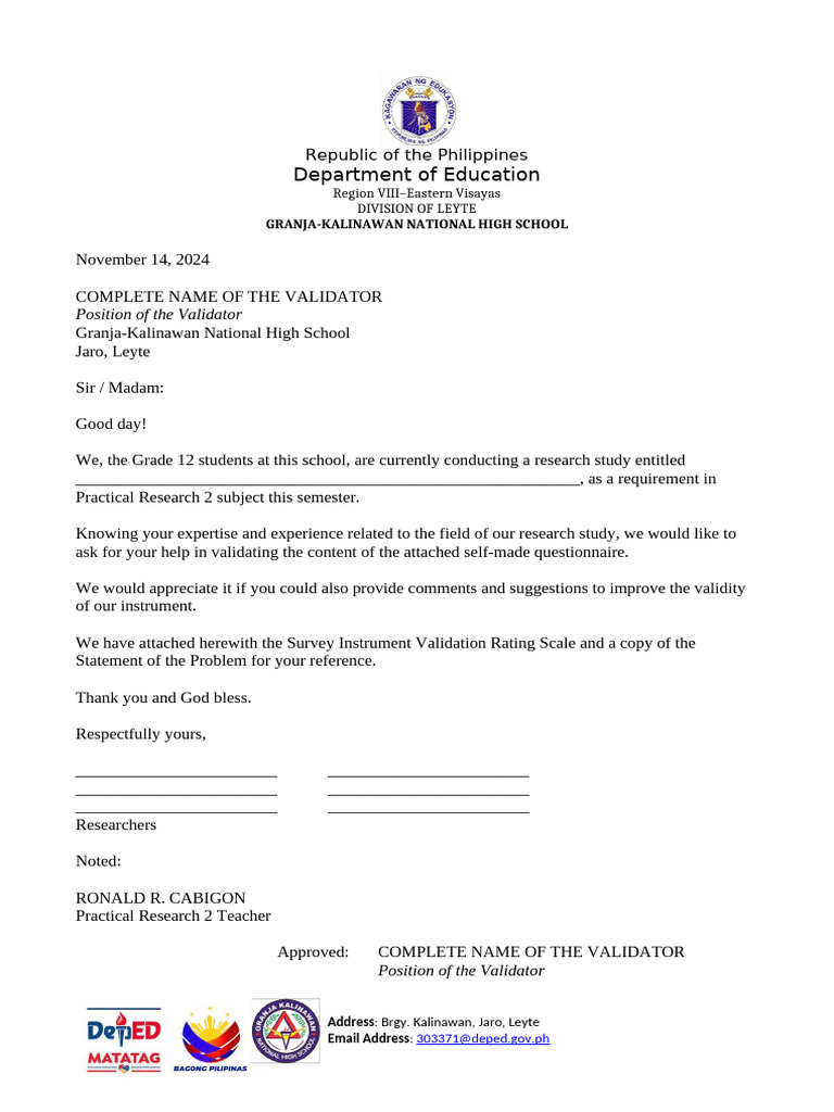 Research Study Validation Request Letter | PDF