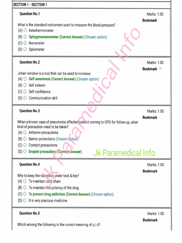 JKSSB Staff Nurse Question Paper Answer Key | PDF