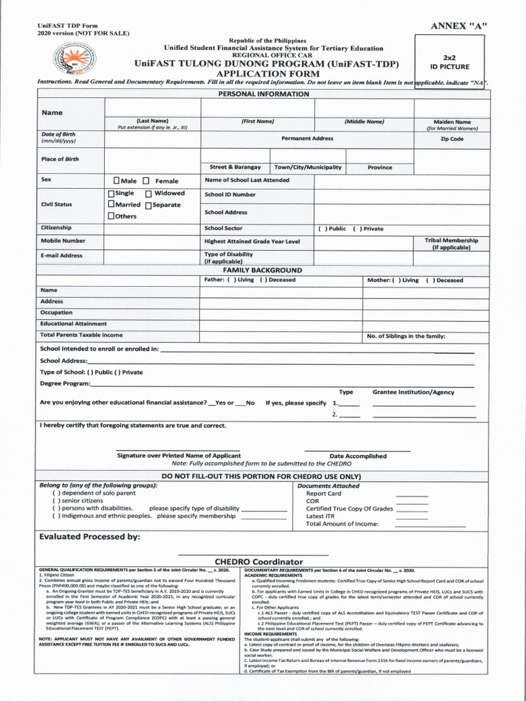 TDP Application Form | PDF
