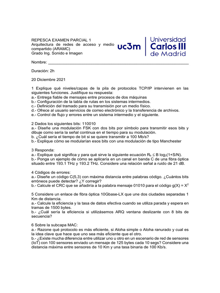Examen Parcial 2021 | PDF