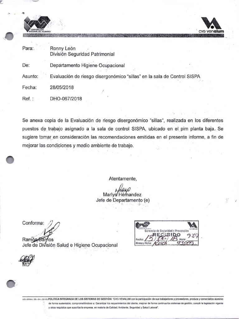 Inf Tec Factor de Riesgo Disergonomico y Minutas | PDF