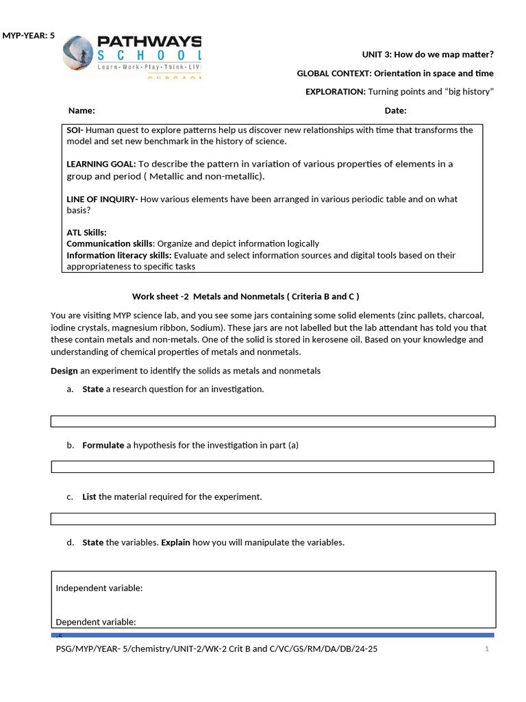 Identifying Metals and Nonmetals Experiment | PDF | Metals | Experiment
