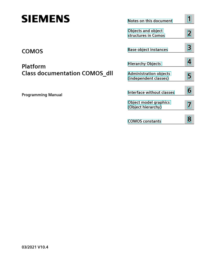 Class Documentation COMOS DLL EnUS | PDF | Safety | Trademark