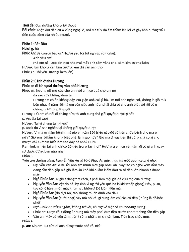kịch bản thi giua hki | PDF