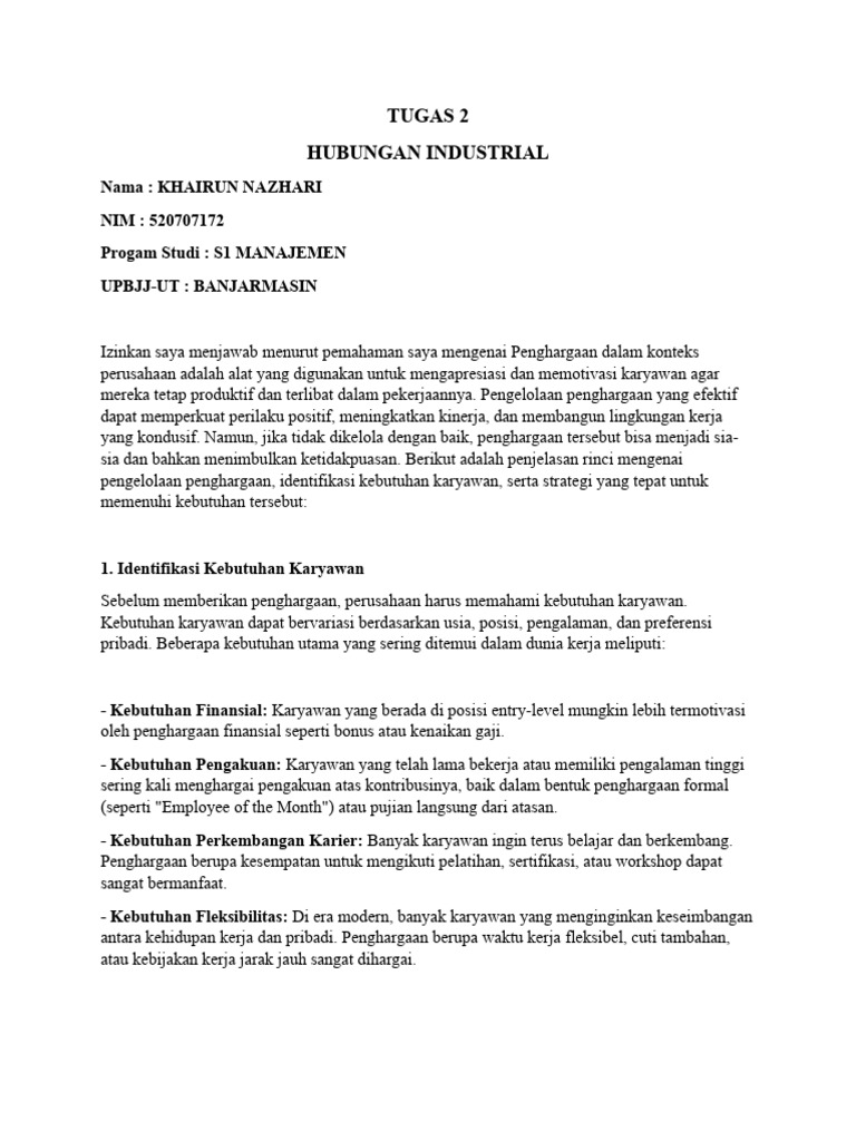 Tugas 2 Hubungan Industrial Khairun Nazhari | PDF