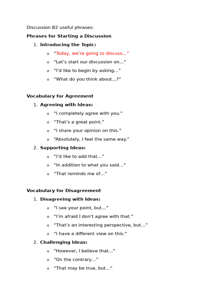 Useful Phrases for Discussions | PDF | Self-Improvement