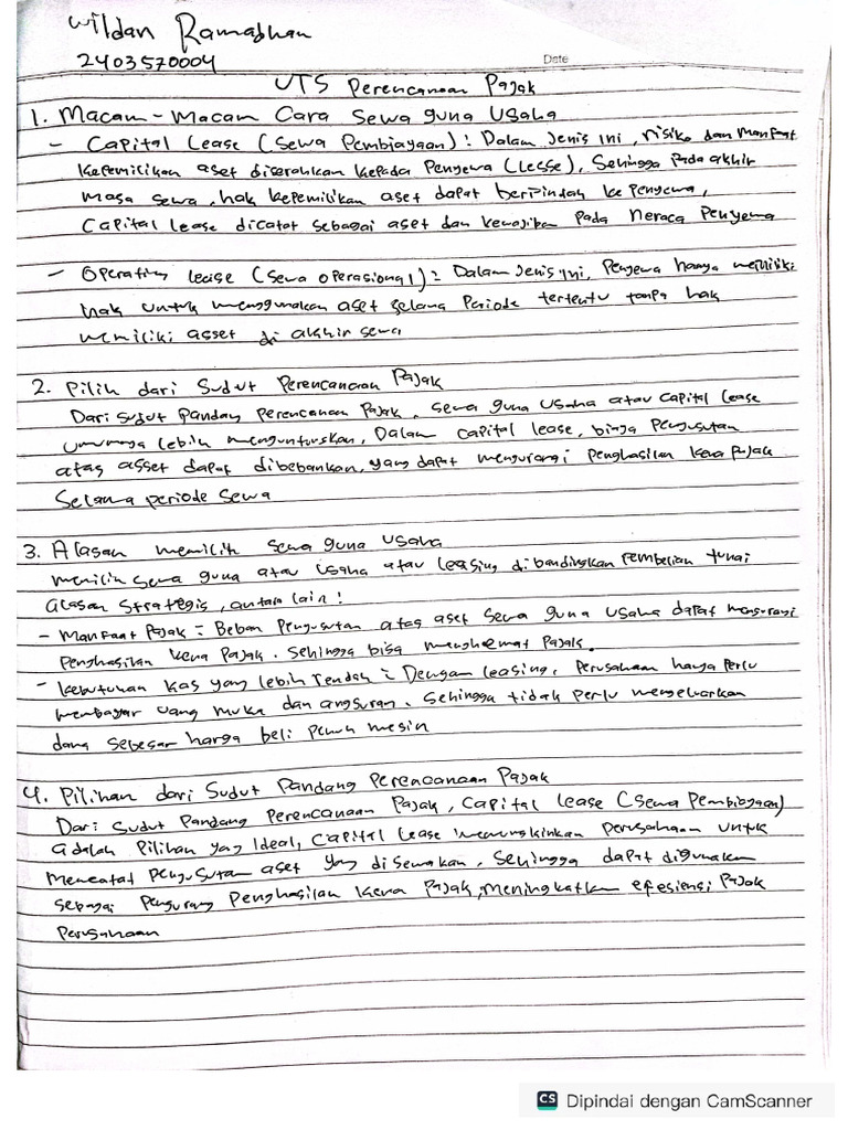 Wildan Ramadhan, UTS Perencanaan Pajak | PDF