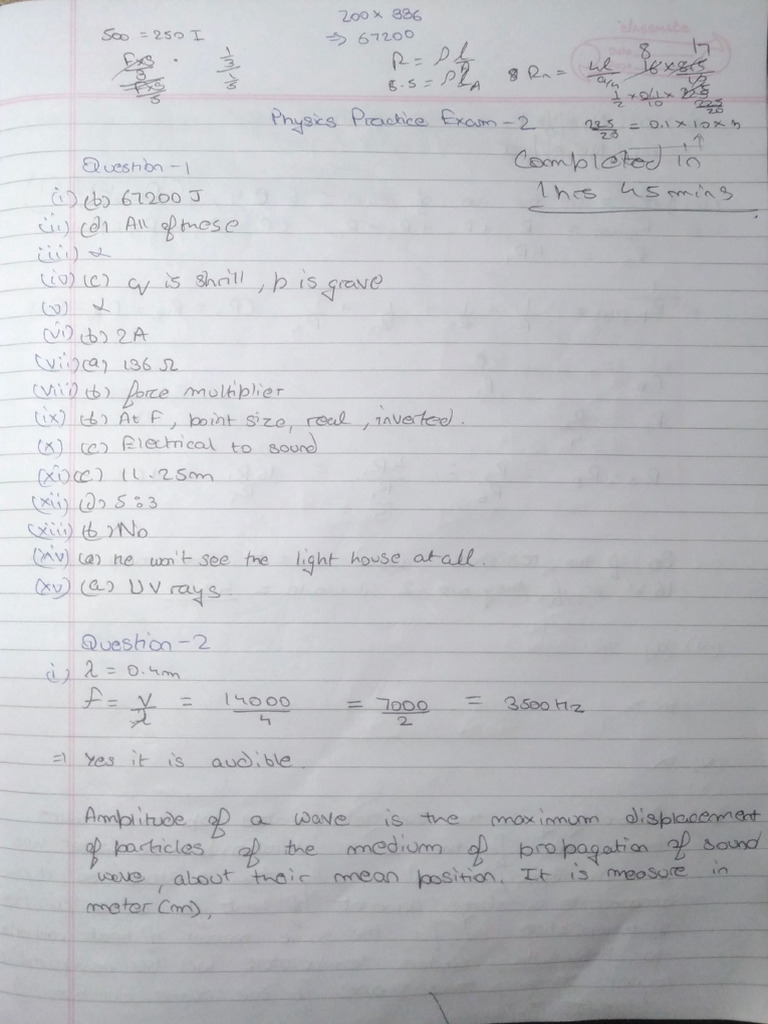 Physics Practice Exam - 2 Solution | PDF