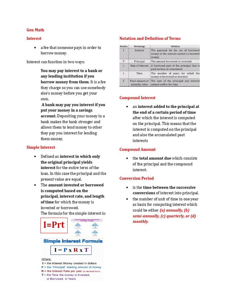 gen-math | PDF | Interest | Compound Interest