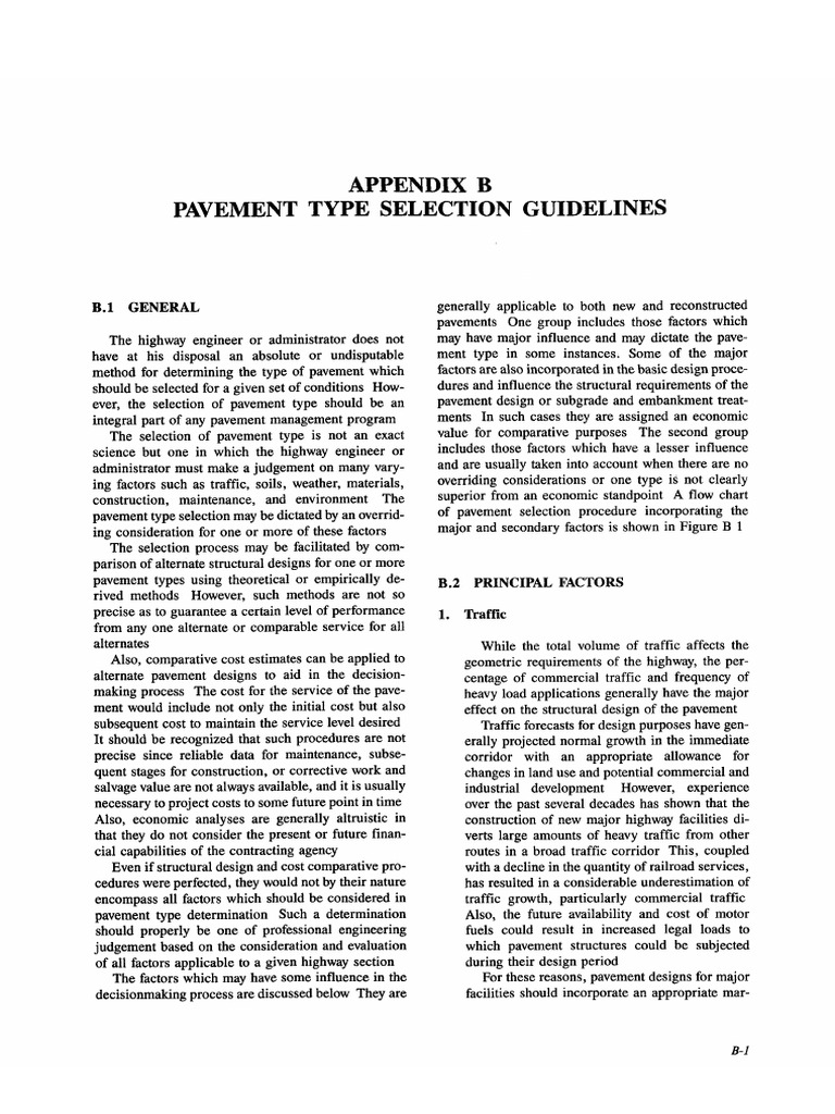 B Pavement Type Selection Guidelines Pdf