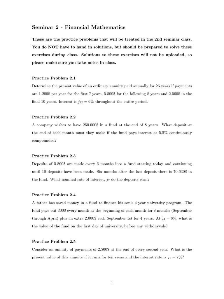 Seminar 2 | PDF | Interest | Present Value