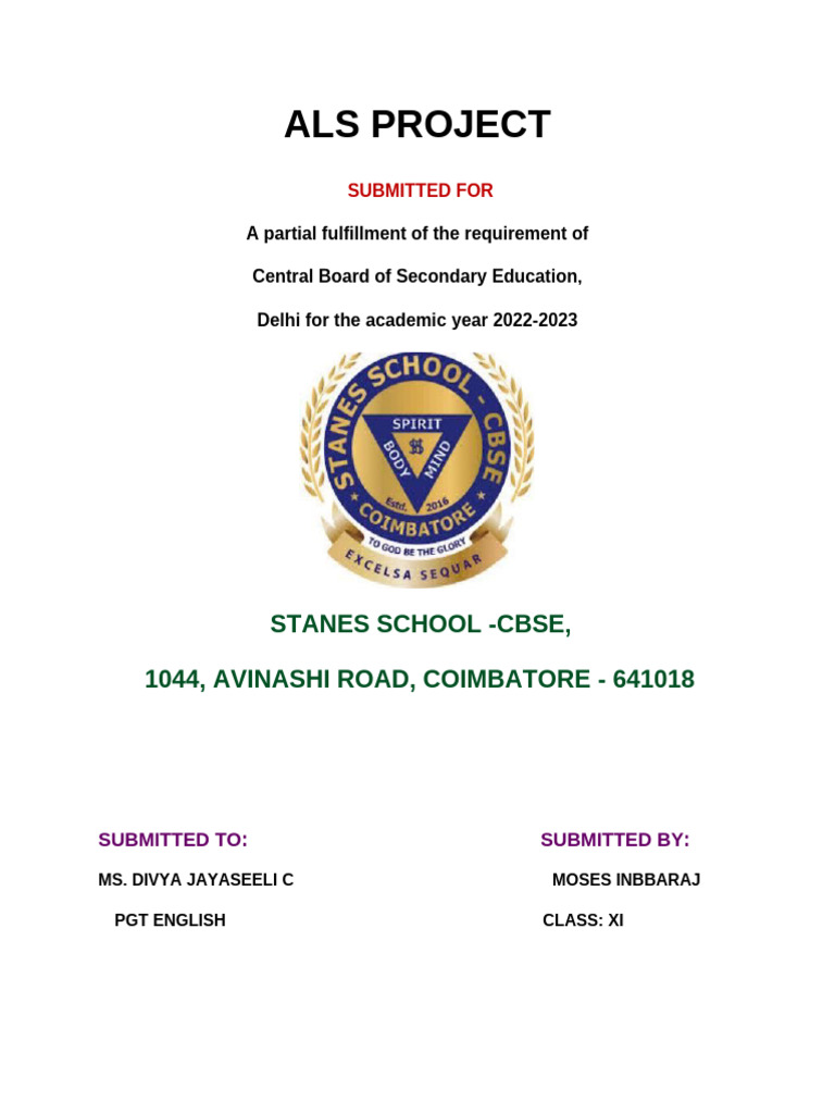 CBSE Class XI ALS Project | PDF