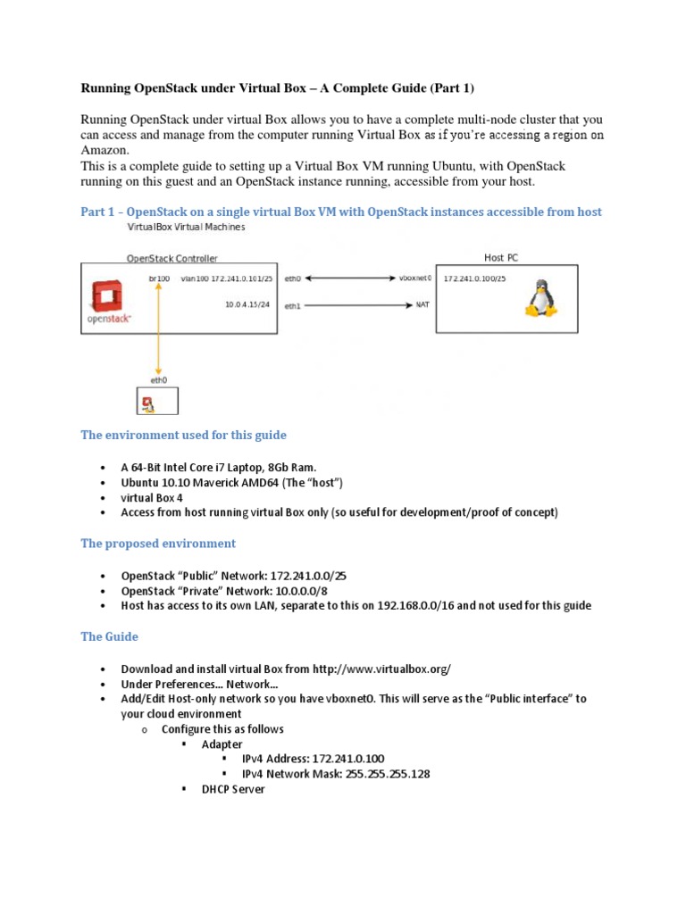 Running OpenStack Under Virtual Box | PDF | Open Stack | Ubuntu (Operating System)