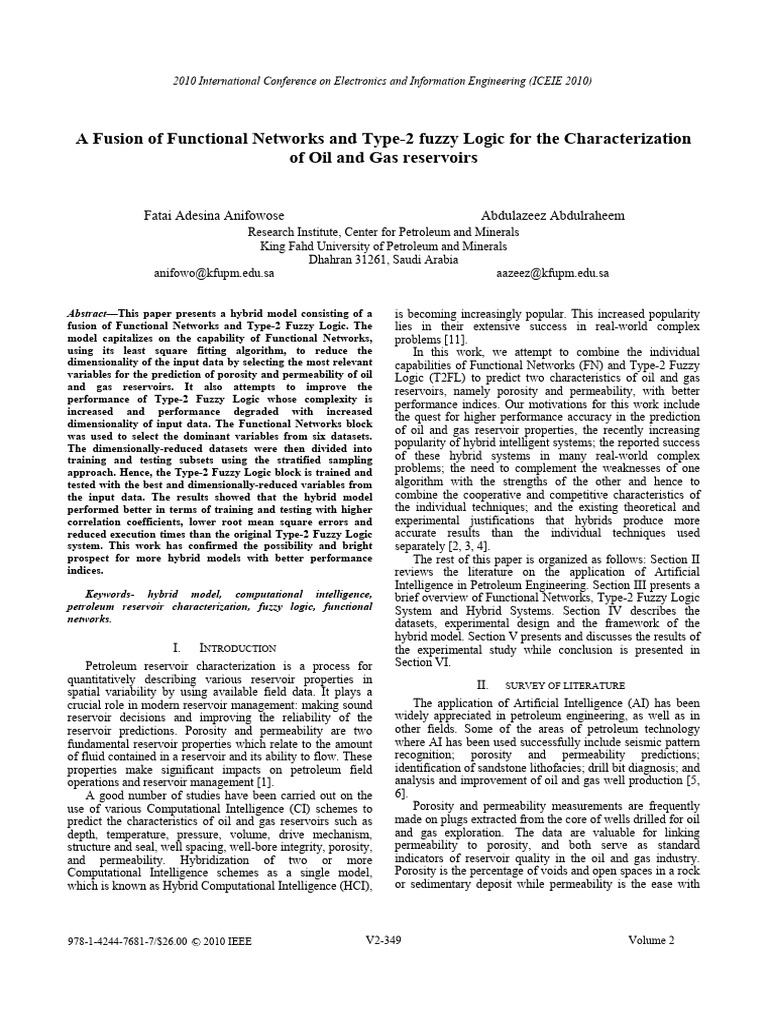 A Fusion of Functional Networks and Type-2 Fuzzy Logic For The Characterization of Oil and Gas ...