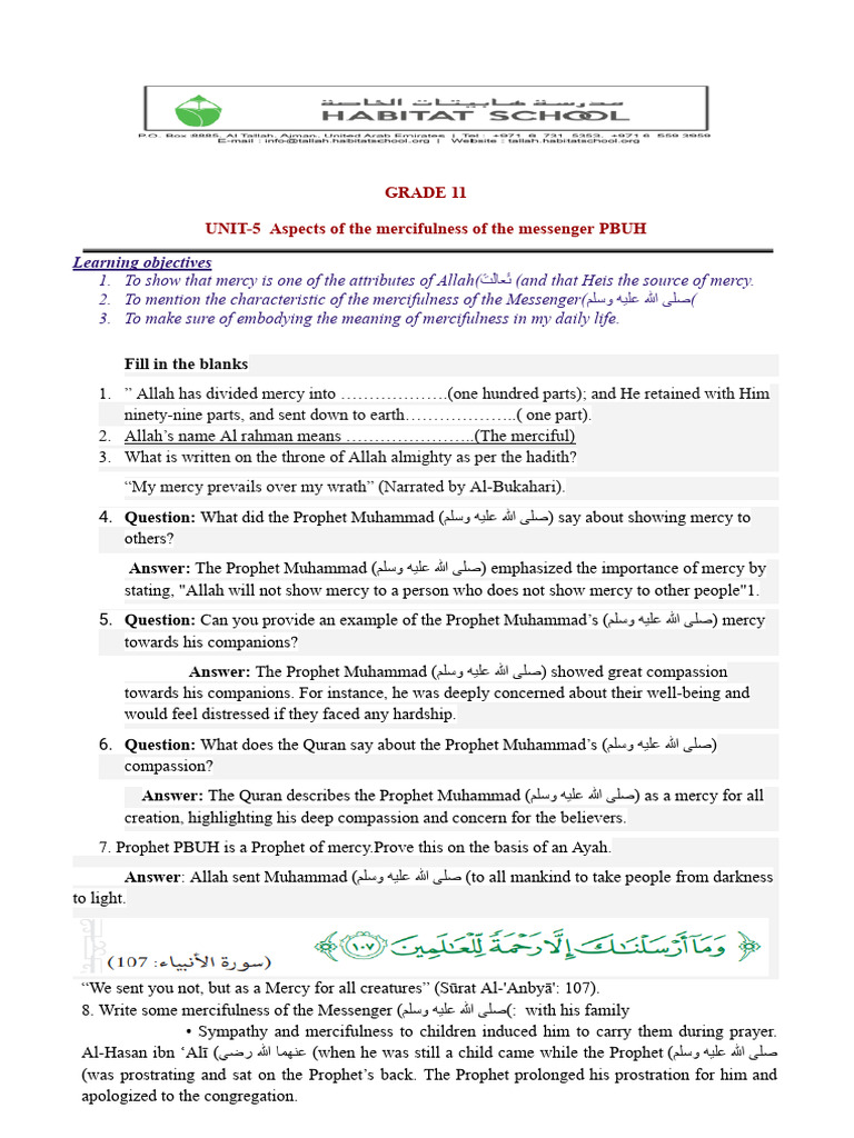 Aspects of The Mercifulness of The Messenger | PDF | Prophets And ...