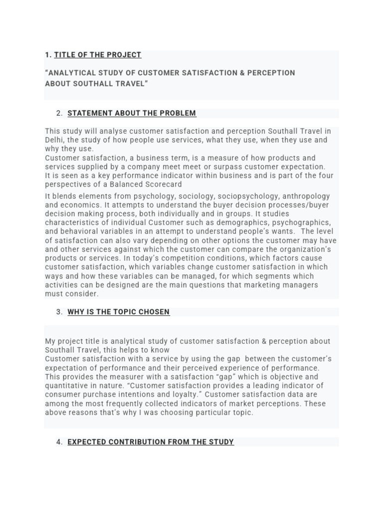 MBA Marketing Project Synopsis Free Sample | PDF | Customer ...