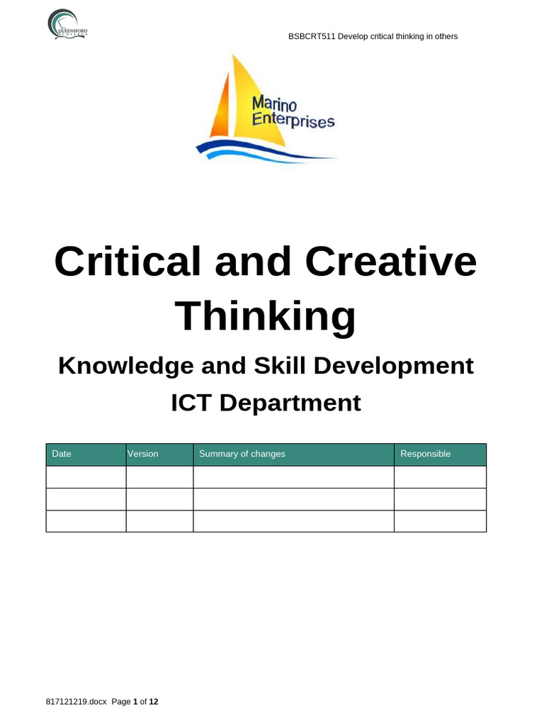 Critical Thinking Development Guide | PDF | Thought | Critical Thinking