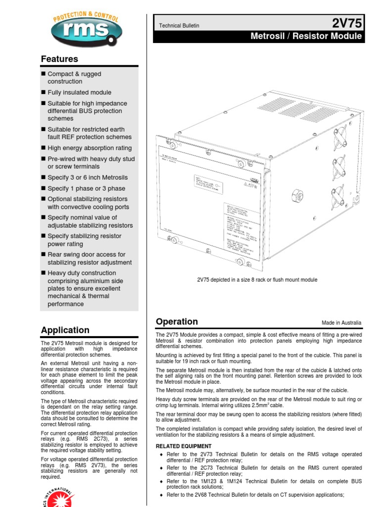 RMS 2V75 - Metrosil Resistor Module | PDF | Resistor | Relay