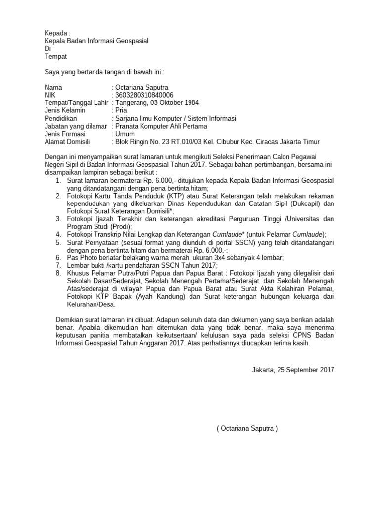 Contoh Surat Lamaran | PDF | Politik | Ilmu Sosial