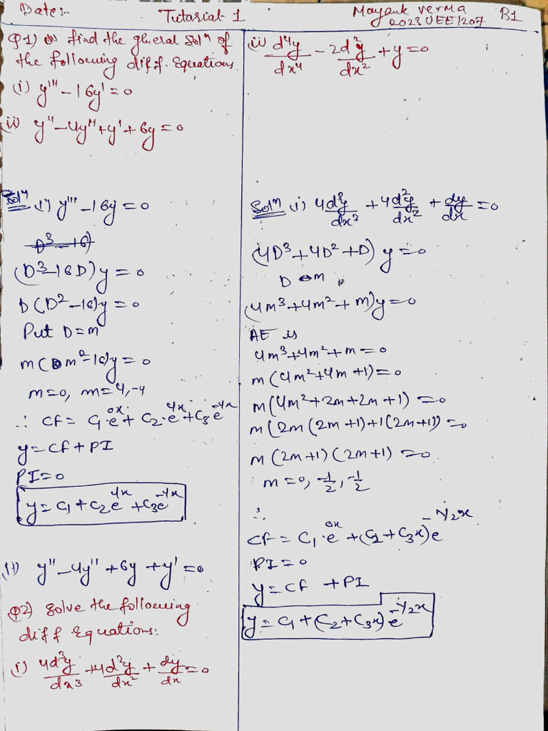 Maths Tut 1 2nd Sem | PDF