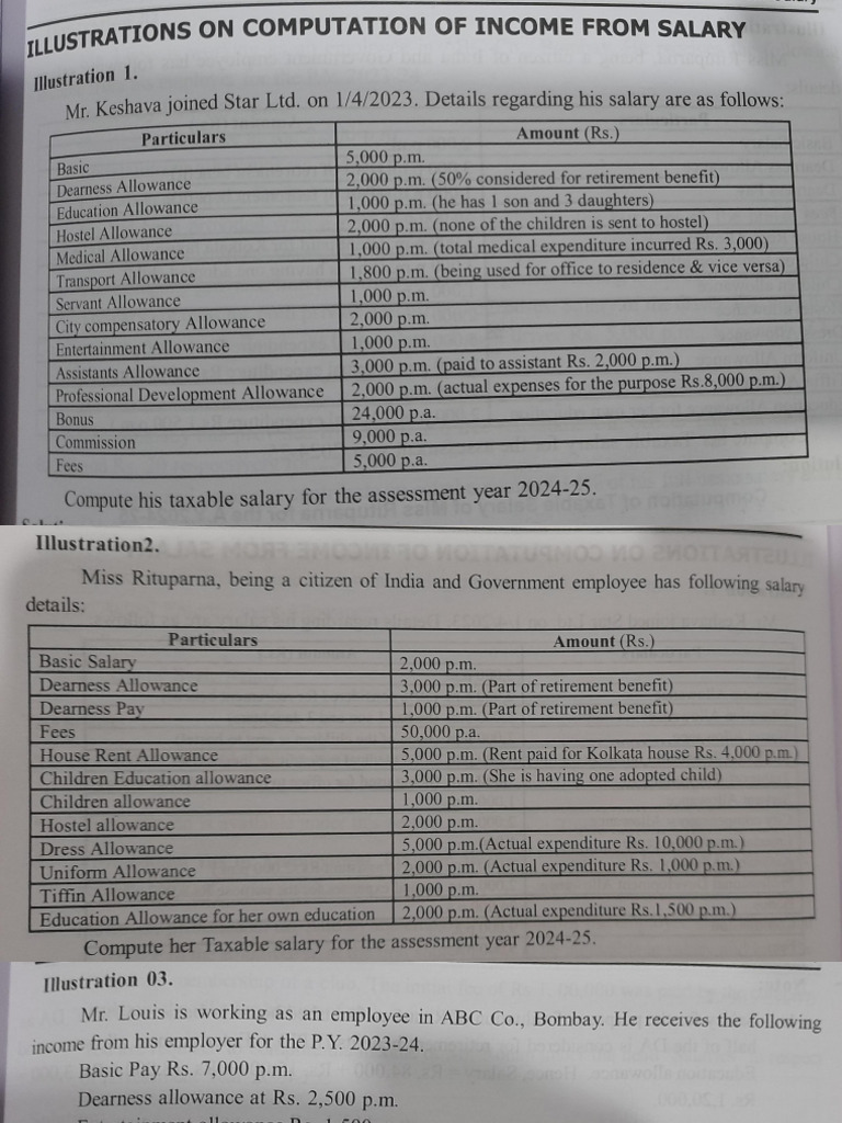 Income From Salary Problems | PDF
