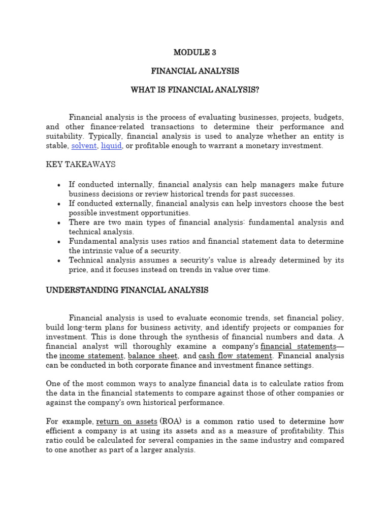 Module 3 - Financial Analysis | PDF | Investing | Technical Analysis