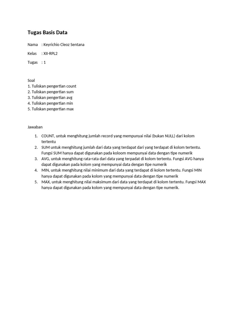 Tugas Basis Data | PDF