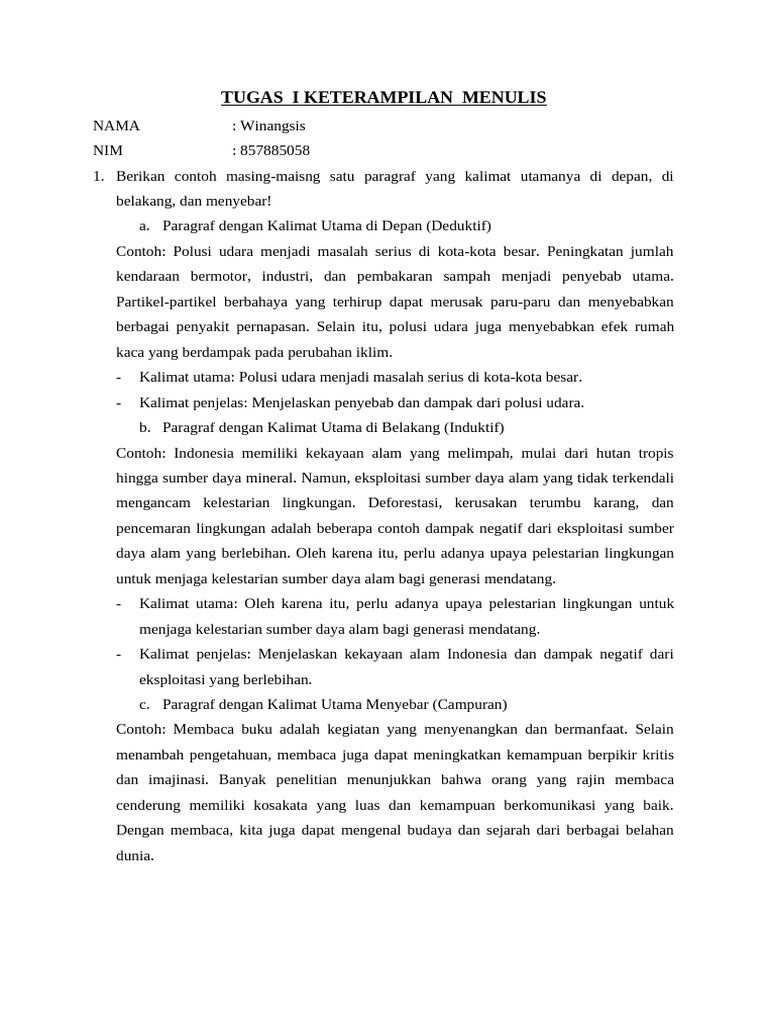 Tugas 1 Keterampilan Menulis | PDF