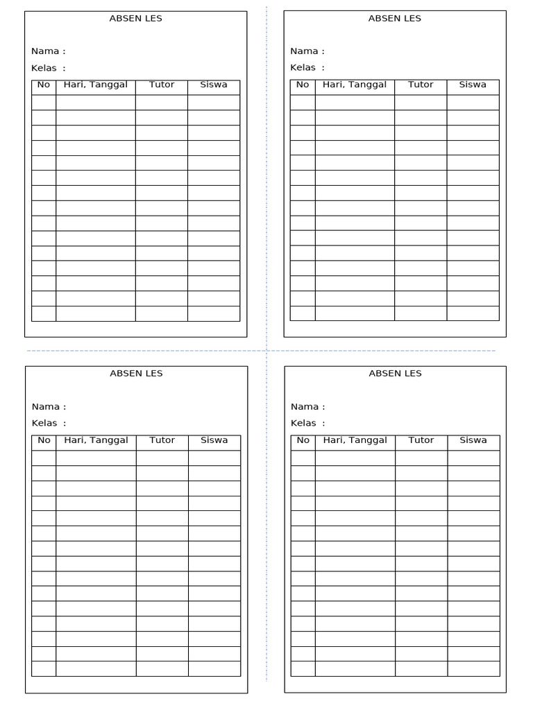 Formulir Absen Les Siswa | PDF | Kajian Bahasa Asing | Agama & Spiritualitas
