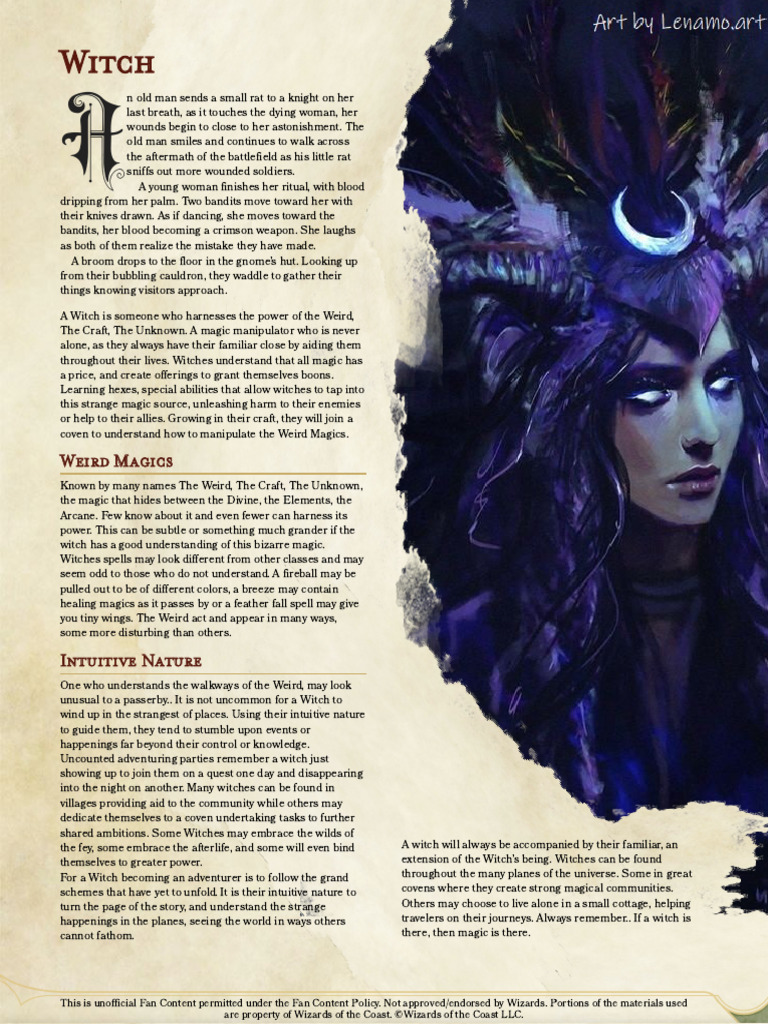 Witch Class 5e - GM Binder | PDF | Witchcraft