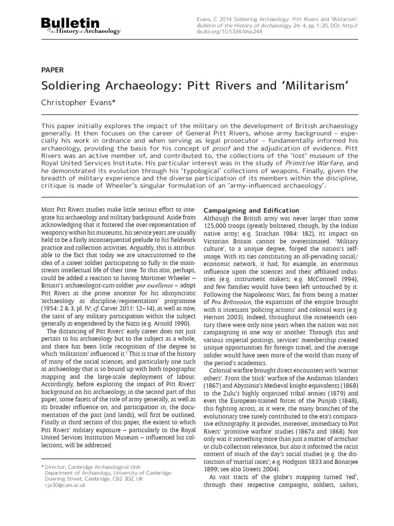 Pitt Rivers: Military Influence on Archaeology | PDF | Archaeology