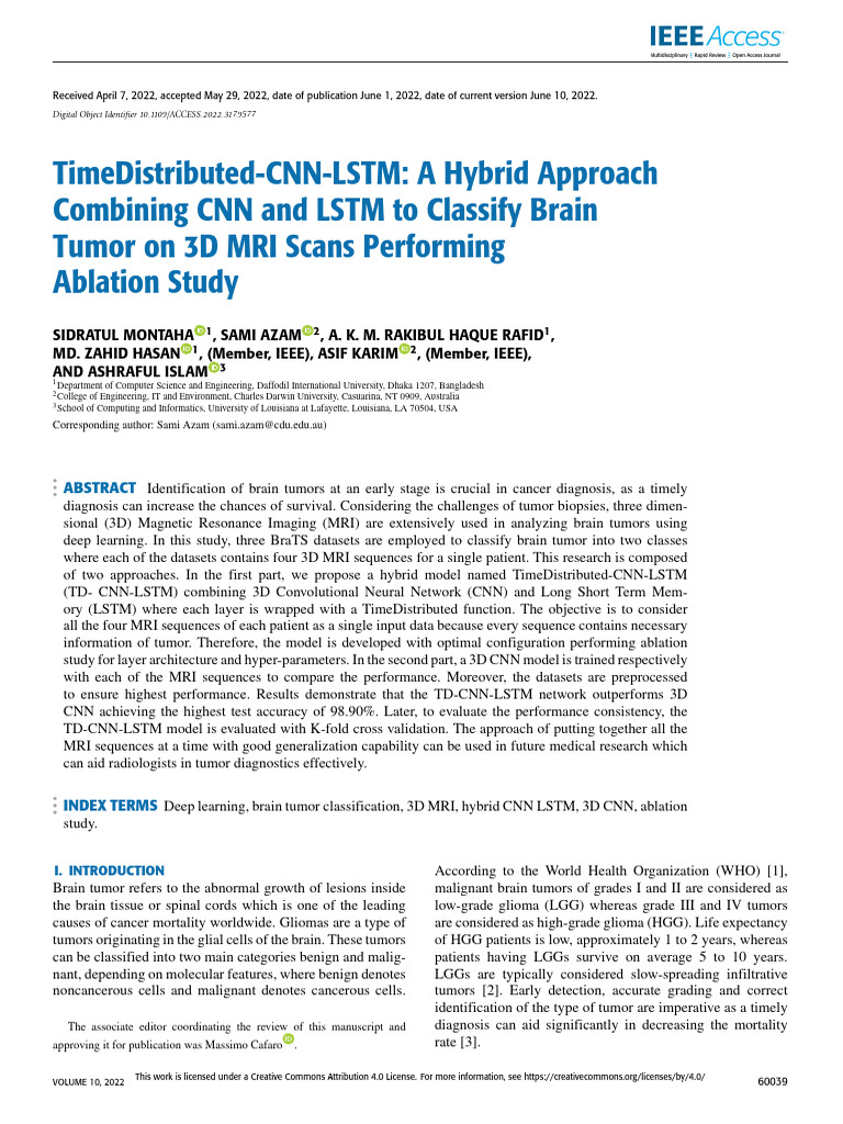 TimeDistributed-CNN-LSTM A Hybrid Approach Combining CNN and LSTM To Classify Brain Tumor On 3D ...