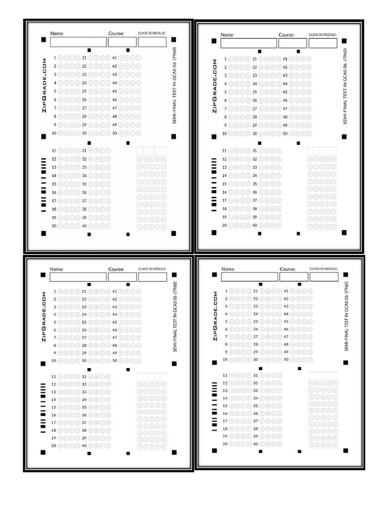 Zipgrade Answersheet Gcas 06 | PDF