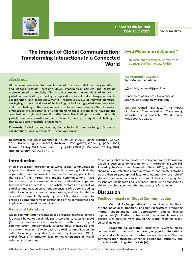 Global Communication's Transformative Impact | PDF | Communication ...