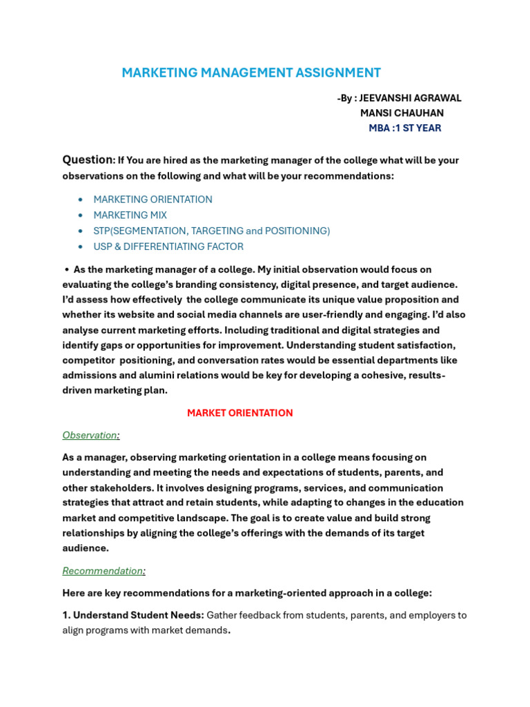 Marketing Strategy for College Success | PDF | Marketing | Digital ...