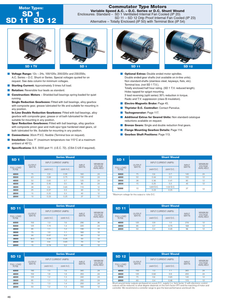 SD1 SD 11 SD 12: Motor Types | PDF | Amplifier | Gear