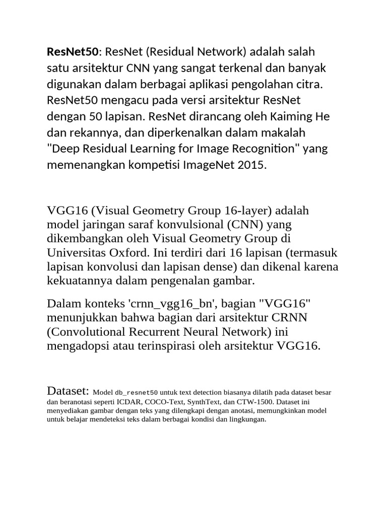 ResNet50 Dan VGG16 | PDF
