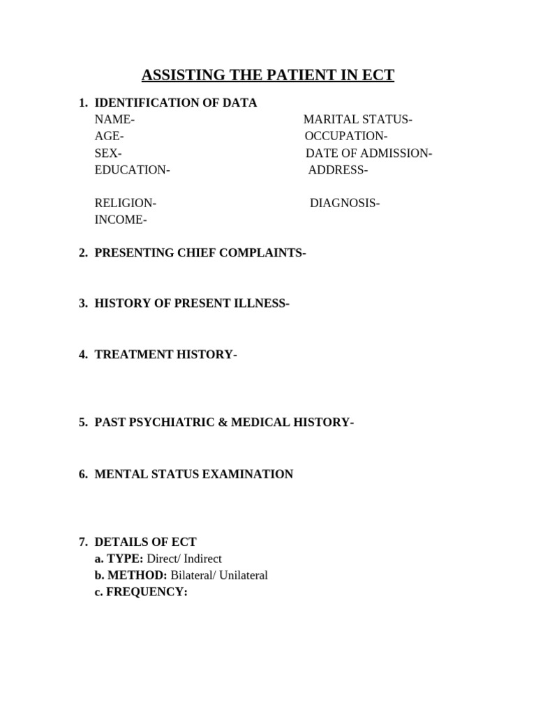 Sonali Assisting The Patient in Ect | PDF