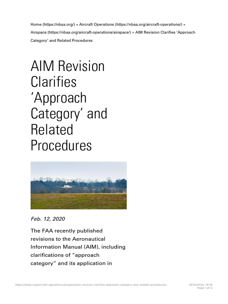 AIM Revision on Approach Categories | PDF | Aircraft | Transport